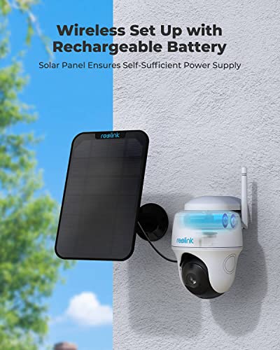 REOLINK 4MP Solar Security Camera Outdoor Wireless, No Hub Needed, Battery Powered Camera with 360° Pan-Tilt, 2.4Ghz WiFi Only, Smart Detection, No Monthly Fee, Argus PT+Solar Panel(Renewed)