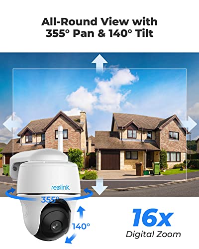 REOLINK 4MP Solar Security Camera Outdoor Wireless, No Hub Needed, Battery Powered Camera with 360° Pan-Tilt, 2.4Ghz WiFi Only, Smart Detection, No Monthly Fee, Argus PT+Solar Panel(Renewed)