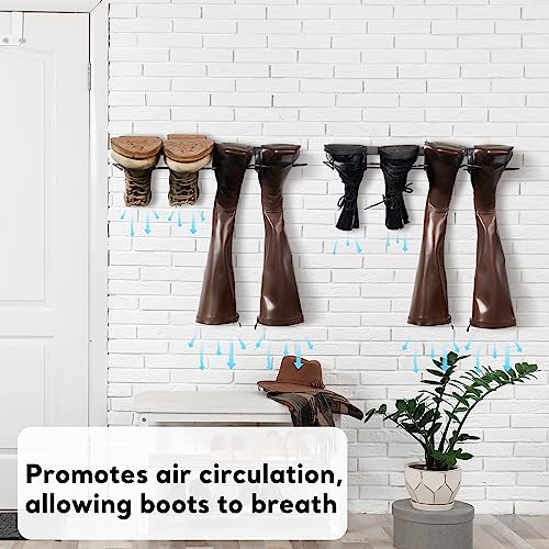 Therwen 4 Pieces Boot Rack Wader Hangers Wall Mount Boot Organizer Hanging Metal Tall Boot Holder for Cowboy Garage Boot Storage Closet Entryway Outdoor Drying, 16.2 x 9.7 x 2.3 Inch