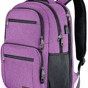 BIKROD Travel Laptop Backpack, School Backpacks for Teen Boys Water Resistant Back Pack with USB Charging Port, Business Anti Theft Durable Computer Bag Gifts Fits 15.6 Inch Laptop-Purple