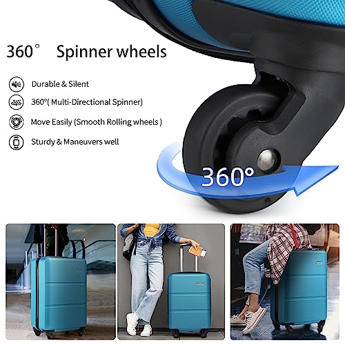 Lulusail Luggage Sets 3 Piece, Expandable(Only 28inch) ABS Durable Suitcase with Travel Bag, Clearance Carry On Luggage Suitcase Set with 360° Spinner Wheels for Women Men, Blue