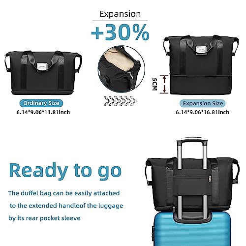 Lulusail Luggage Sets 3 Piece, Expandable(Only 28inch) ABS Durable Suitcase with Travel Bag, Clearance Carry On Luggage Suitcase Set with 360° Spinner Wheels for Women Men, Blue