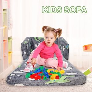 Asou Kids Sofa Toddlers Sofa with Blanket Glow in The Dark Kids Couch Fold Out Toddlers Play Couch Mini Dinosaur Couch for Kids Toddlers