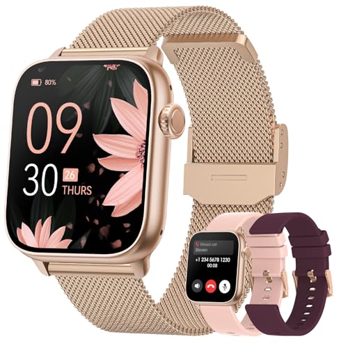 AKUMAKA Smart Watches for Women(Answer/Make Calls), 1.85'' HD Bluetooth 5.3 Smart Watch for Android Phones and iOS, Fitness Tracker Watch with Heart Rate/Sleep Monitor, IP68 Waterproof Sport Watch