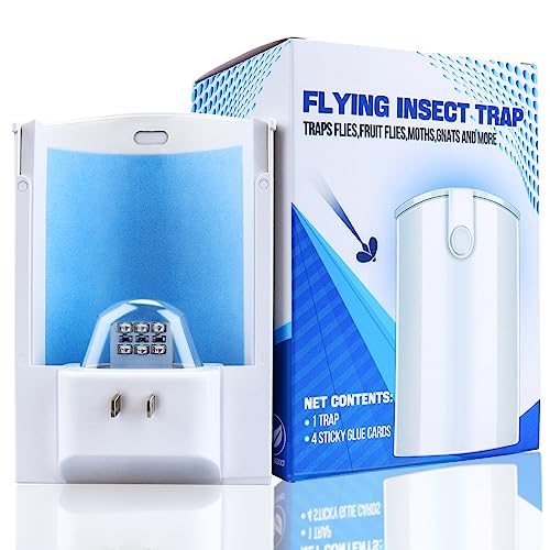 Flying Insect Trap, Fruit Fly Traps for Indoors, Home Plug in Bug Catcher Indoor Sticky, Electric Fly Light Trap Kit for Flies, Fruit Flies, Moths, Gnats, and Other Flying Insects