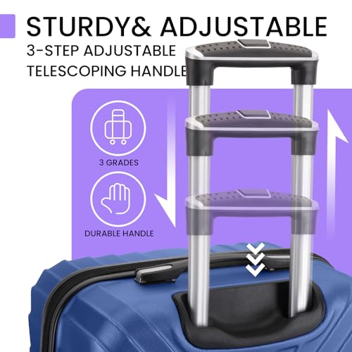 AnyZip Luggage Expandable PC ABS Durable Hardside Suitcase with Spinner Wheels TSA Lock Checked-Medium 24 Inch Blue