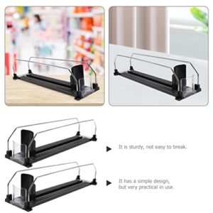 Drink Automatic Pusher 2pcs Fridge Drink Organizers Soda Can Dispenser Automatic Pusher Glide Beverage Pusher Dispenser Slide Rail Drink Dispenser for Refrigerator Black