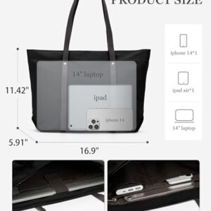 Laptop Tote Bag for Women Black Shoulder Work Computer Bag Briefcase Laptop Case Waterproof Teacher Tote Office Bag Lightweight Large Travel Weekender Bags Handbags Work Bags for Women Professional