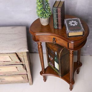 End Tables Solid Wood Side Table, 2-Tier End Table with Storage Shelf and Drawer, Narrow Nightstand Bedside Table for Small Spaces, Bedroom, Living Room, Entryway, Farmhouse Side Tables Bedroom