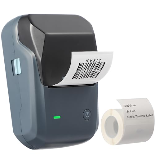 IKITEE B1 Label Maker, 2in Portable Thermal Label Printer with 1 Roll of 2×1.2in Label, Wireless BT Label Maker, Small Business Sticker Maker for Clothing, Address, Mailing (Blue)