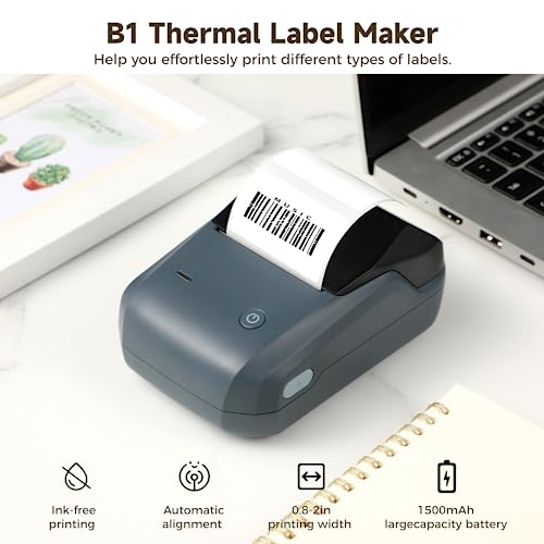 IKITEE B1 Label Maker, 2in Portable Thermal Label Printer with 1 Roll of 2×1.2in Label, Wireless BT Label Maker, Small Business Sticker Maker for Clothing, Address, Mailing (Blue)