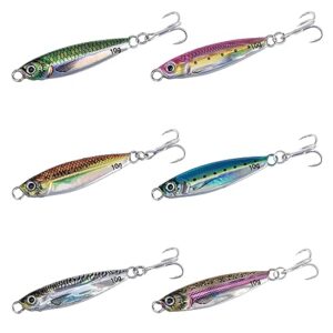 goture fishing jigs, lead vertical jig saltwater, jig fishing lures with treble hook, fishing jigging spoon lures for tuna,salmon,sailfish,stripedbass,grouper snapper,kingfish(30g 6pcs)