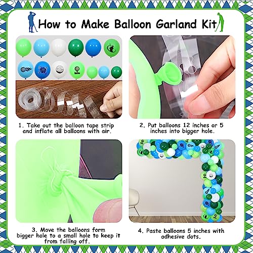 Golf 30th Birthday Decorations for Men, Thir-Tee Balloon Garland Kit with Glitter Thirtee Cake Topper, Golf Ball Balloons, Number 30 Balloon, Sports 30th Birthday Party Supplies