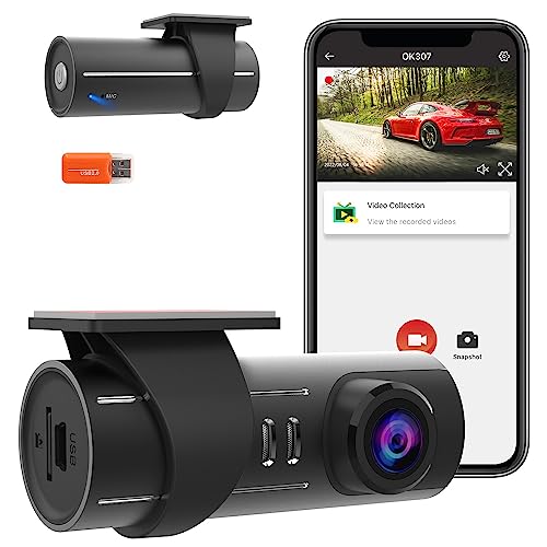 Dash Cam WiFi 1080P FHD,Super Capacitor Mini Dashcam Front,ERIDAX Dash Camera for Cars with APP,360 Degree Rotation,Night Vision,140° Wide Angle,G-Sensor,WDR,F1.8 Aperture,Loop-Recording