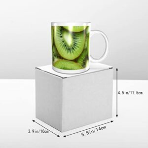 BAFAFA Slices of Fresh Ripe Green Kiwi Printed Coffee Mugs Porcelain Coffee Cups With Handle Insulated Coffee Glass Ceramic Mugs for Tea Latte Cappuccino Cocoa