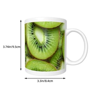 BAFAFA Slices of Fresh Ripe Green Kiwi Printed Coffee Mugs Porcelain Coffee Cups With Handle Insulated Coffee Glass Ceramic Mugs for Tea Latte Cappuccino Cocoa