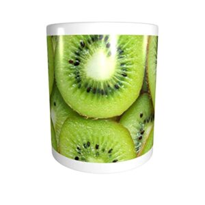 BAFAFA Slices of Fresh Ripe Green Kiwi Printed Coffee Mugs Porcelain Coffee Cups With Handle Insulated Coffee Glass Ceramic Mugs for Tea Latte Cappuccino Cocoa