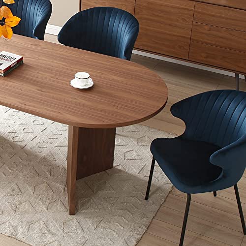 JURMALYN 78" Mid Century Modern Dining Table, Oval Wood Dining Room Table for 4 6 8 Walnut Kitchen Table for Farmhouse Meeting Room Reception Room (Table Only)