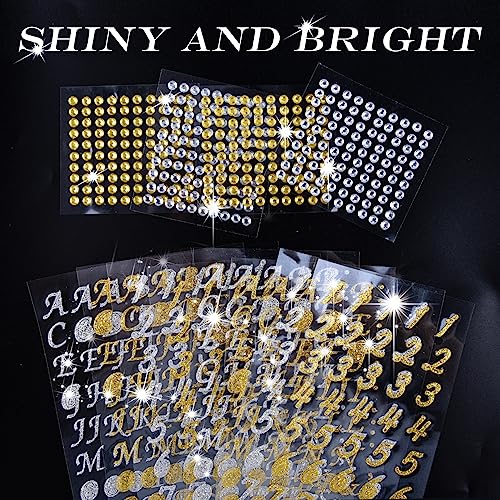 28 Pieces Graduation Cap Decorations Kit, Letter Stickers, 6 Letter Stickers 6 Digital Stickers 16 Rhinestone Stickers Suitable for Graduation Cap DIY Greeting Cards Gift Box Decoration