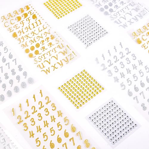 28 Pieces Graduation Cap Decorations Kit, Letter Stickers, 6 Letter Stickers 6 Digital Stickers 16 Rhinestone Stickers Suitable for Graduation Cap DIY Greeting Cards Gift Box Decoration