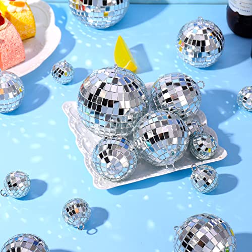 Jspupifip 60 Pcs Mirror Disco Balls Ornaments Bulk Reflective Mini Disco Ball Decorations 70s Disco Themed Party Decor for Graduation Party Tree Ornaments(1.18/2/2.36/3.15 inch)