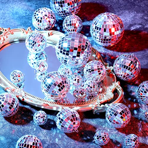 Jspupifip 60 Pcs Mirror Disco Balls Ornaments Bulk Reflective Mini Disco Ball Decorations 70s Disco Themed Party Decor for Graduation Party Tree Ornaments(1.18/2/2.36/3.15 inch)