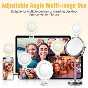 Ring Light, 3 Light Mode Selfie Light Rechargeable Large Capacity Battery Portable 60 LED Adjustable Brightness Clip on Light for Phone, iPad, Laptop, for Makeup, TikTok, Photography, Vlog, YouTube