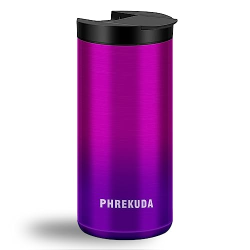 PHREKUDA Travel Mug Coffee Mug Coffee Tumbler with Seal Lid Spill Proof 12oz Stainless Steel Vacuum Insulated for Hot and Cold Coffee Tea Water Gifts for Birthday/Thanksgiving/Christmas (red)