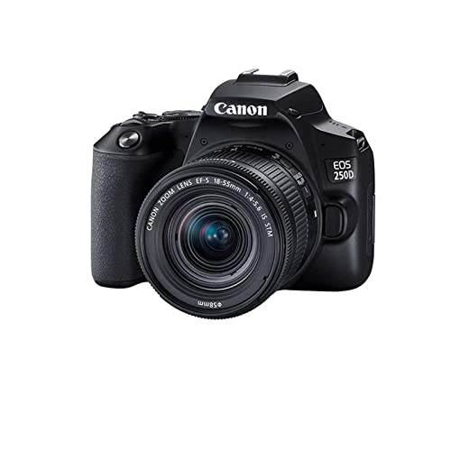 Canon EOS 250D / Rebel SL3 DSLR Camera w/Canon EF-S 18-55mm f/4-5.6 is STM Lens+Canon EF 75-300mm III Lens+500mm f/8.0 Telephoto Lens+case+128Memory Cards (24PC)