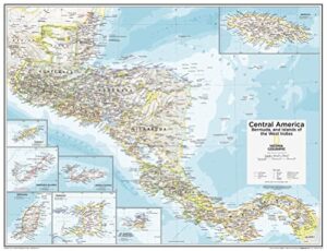 national geographic maps: central america, bermuda, and islands of the west indies wall map - compact - 21 x 16 inches