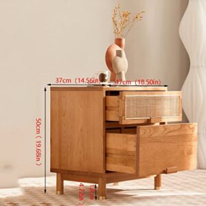 Nightstand, End Table with 2 Drawers, Modern Bed Side Table, All Solid Wood Bedside Table,Brass Decorative Cabinet Legs