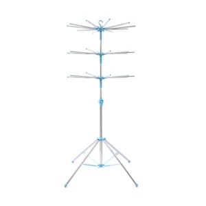 Hershii 3 Tiers Clothes Drying Rack Collapsible Indoor Outdoor Garment Airer Stand Folding Laundry Hanger Organizer Space Saving with Towels Bars and Clothespins, 43.3-66.92inches High