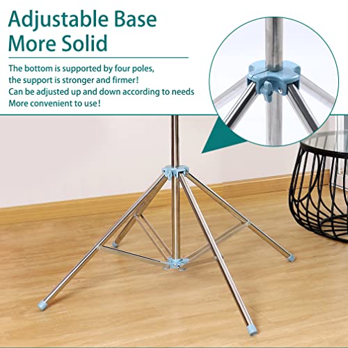 Hershii 3 Tiers Clothes Drying Rack Collapsible Indoor Outdoor Garment Airer Stand Folding Laundry Hanger Organizer Space Saving with Towels Bars and Clothespins, 43.3-66.92inches High