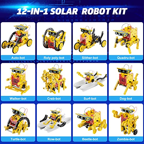 Hot Bee Solar Robot kit for Kids 8-12, 12-in-1 STEM Projects Science Experiment Kits for Kids Age 8-12,Building Robot Toy, Birthday Gift for Boys Girls 8 9 10 11 12 Years Old