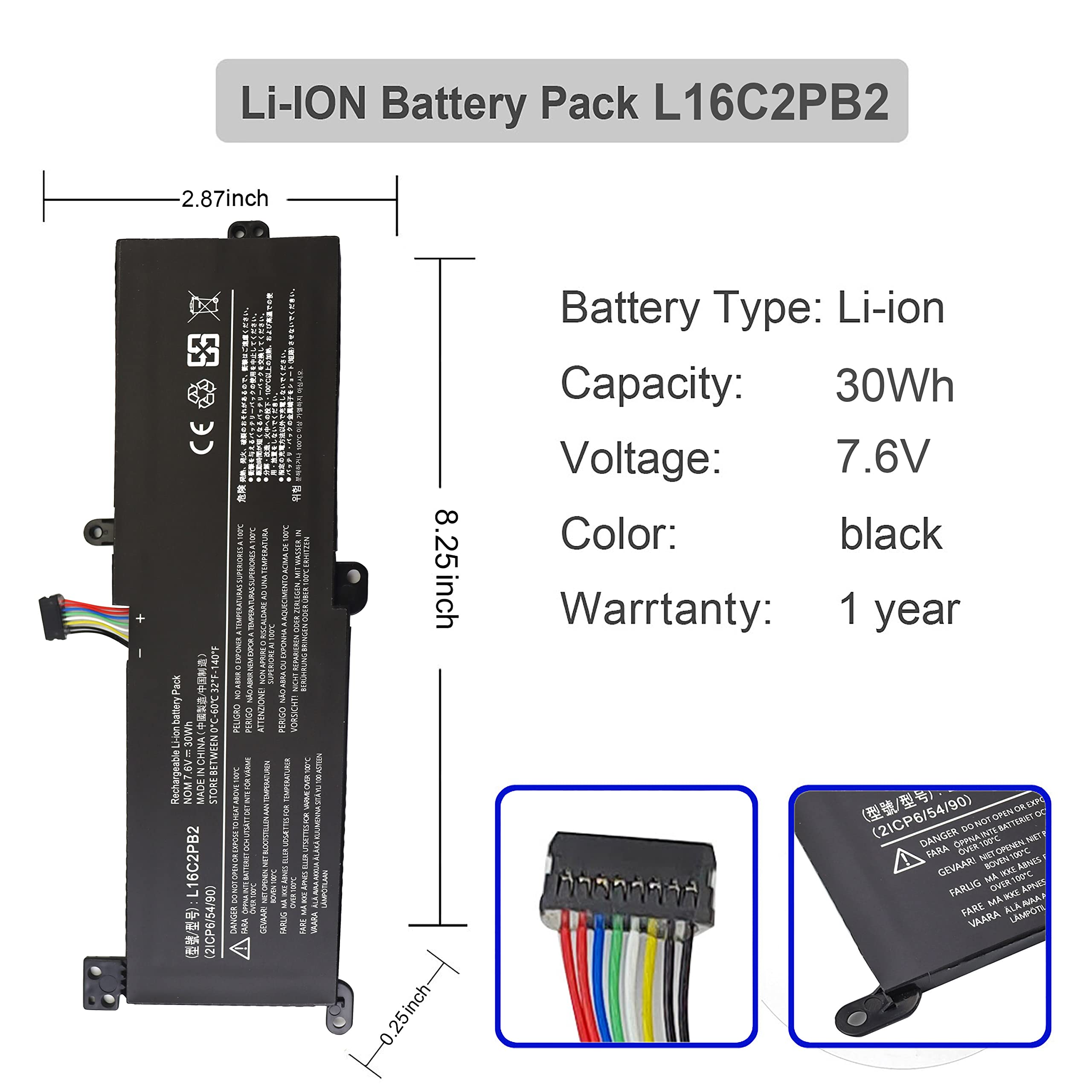 Gomarty L16M2PB1 L16C2PB2 Laptop Battery for Lenovo IdeaPad 320-14AST 320-14IAP 320-14ISK 320-15ABR 320-15AST 320-15IAP 320-14AST 330-14IGM L16S2PB1 L16L2PB1 L16C2PB1 L16L2PB2 L16M2PB2 L16L2PB3