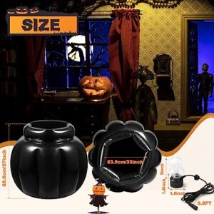 Lallisa 33'' x 27'' Halloween Jumbo Inflatable Cauldron with Mist Maker Fogger Witch Pot Large Drink Cooler Beverage Holder Giant Inflatable Pot Candy Kettle Cooler Container for Party Decoration