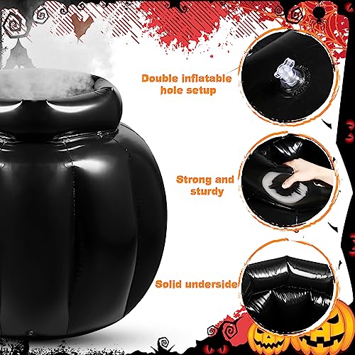 Lallisa 33'' x 27'' Halloween Jumbo Inflatable Cauldron with Mist Maker Fogger Witch Pot Large Drink Cooler Beverage Holder Giant Inflatable Pot Candy Kettle Cooler Container for Party Decoration