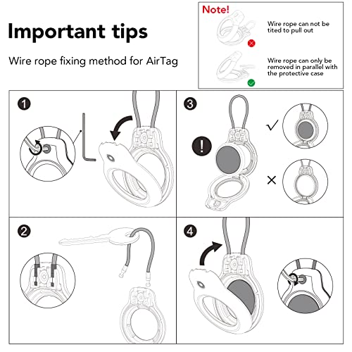 SPGUARD Compatible with Apple AirTag Secure Holder with Wire Cable,Air Tag Lock Case Keychain Key Ring Key Chain Luggage tag for Keys, Luggage & More Men Women's Keyrings & Keychains,Black (WL)