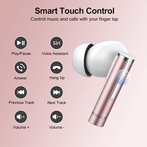 Lekaby Ear Buds Wireless Earbuds Bluetooth, 2023 New Bluetooth 5.3 in-Ear Headphones HiFi Stereo with 4 ENC Mic, 40Hrs Earbuds with LED Display, IP7 Waterproof Earphones for Phone Laptop TV (Pink)