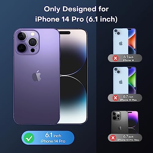 TAURI 5 in 1 Magnetic for iPhone 14 Pro Case, [Designed for Magsafe] with 2X Screen Protectors +2X Camera Lens Protectors, [Not-Yellowing] Shockproof Slim Phone Case for iPhone 14 Pro, Clear