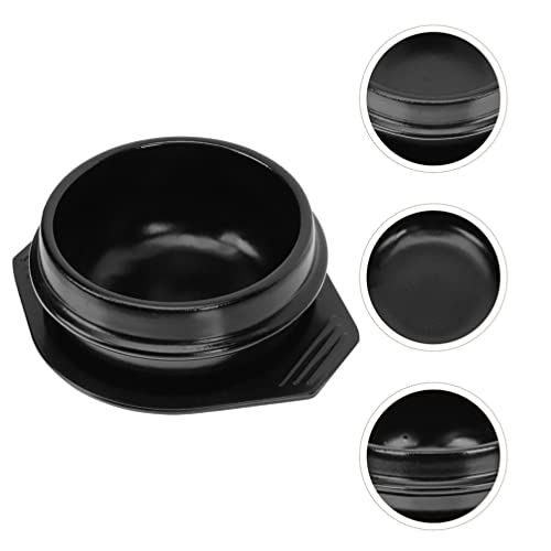 1 Set Korean Pot Ceramic Dolsot Bibimbap Pot Earthenware Bowl Cooking Soup Pot with Lid and Trivet Sizzling Hot Pot Casserole Dish for Korean Soup Food Black