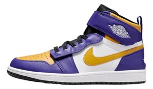 nike men's air jordan 1 hi flyease sneakers, dark concord/taxi-white-black, 11