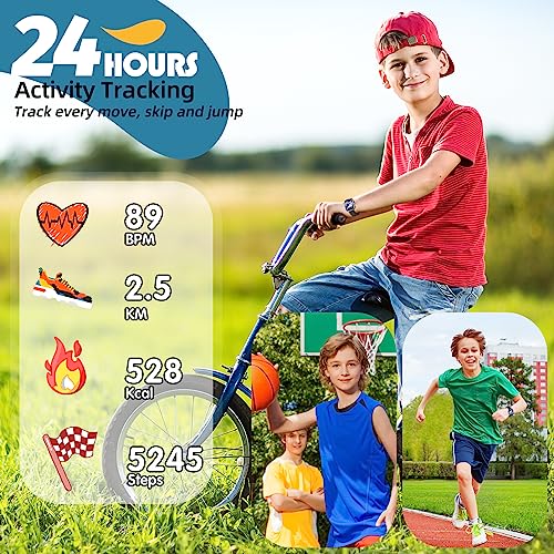 YOUSOKU Fitness Tracker Watch for Kids, IP68 Waterproof Kids Smart Watch with 1.5" DIY Dials 19 Sport Modes, Pedometers, Heart Rate, Sleep Monitor, Great Gift for Boys Girls Teens 6-14