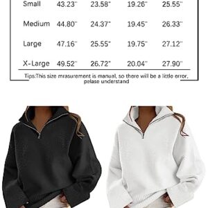 LILLUSORY Women's Black Oversized Quarter Half Zip Up Pullover Sweaters 2023 Fall Cashmere Fuzzy Knit Chunky Warm Light Lightweight Trendy Clothes Outfits