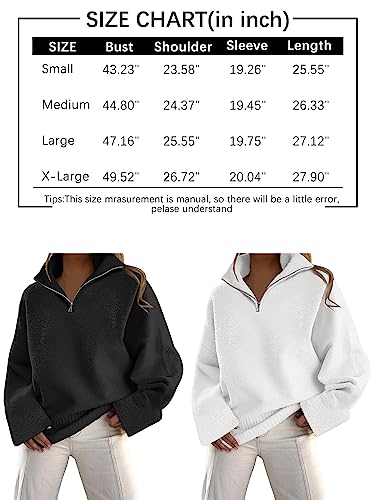 LILLUSORY Women's Black Oversized Quarter Half Zip Up Pullover Sweaters 2023 Fall Cashmere Fuzzy Knit Chunky Warm Light Lightweight Trendy Clothes Outfits