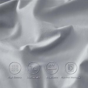 Bedsure 100% Cotton Sheets Queen Size - Soft Percale Sheets, 4 Pieces Grey Sheet Set, Breathable Cooling Queen Sheets, Cotton Bed Sheets with Deep Pocket Up to 16", Bedding Sheets & Pillowcases