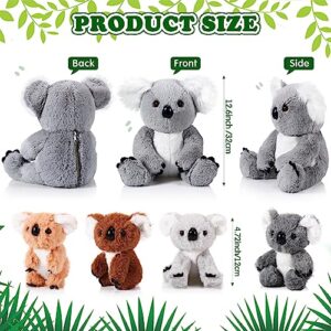 Lenwen 5 Pcs Koala Bear Stuffed Animal Set 12.6 Inch Mommy Koala Plush with 4 Cute Babies in Her Zippered Tummy Soft Cuddly Nursery Koala Plushie for Boys Girls Birthday Baby Shower Party Favor Gifts