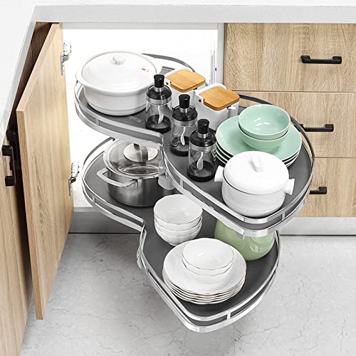 Pull Out Blind Corner Cabinet Organizer for More Than 860mm Cabinet, 2 Tier Swing Tray Right Blind Corner Kitchen Cabinet with Soft Close for Cupboard, Open Right