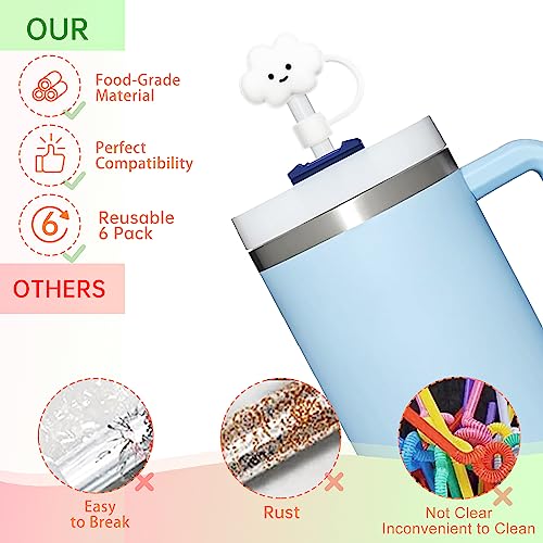 9Pcs for Stanley Cup Accessories,Replacement Straws for Stanley 40 oz 30 oz Cup Tumbler&Simple Modern Trek Tumbler 40 oz,Plastic Clear Reusable Straw with Cleaning Brush&Straw Covers