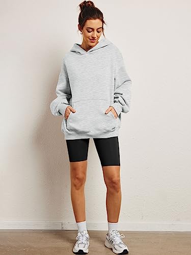 Trendy Queen Womens Pullover Sweatshirts Cute Oversized Y2k Fall Airport Outfits 2023 Hoodies Fleece Long Sleeve Shirts Loose Casual Pullover Fashion Grey